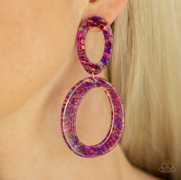 Jewelry | Hey Haute Rod Multi Color Metallic Accent Acrylic Double Hoop ...